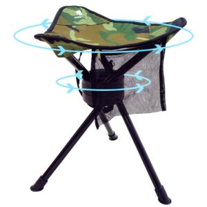 geertop portable camping swivel folding stool seat foldable camp tripod chair outdoor survival gear for hiking fishing hunting travel