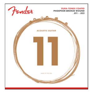 fender dura-tone coated phosphor bronze acoustic guitar strings, 860cl .011-.052