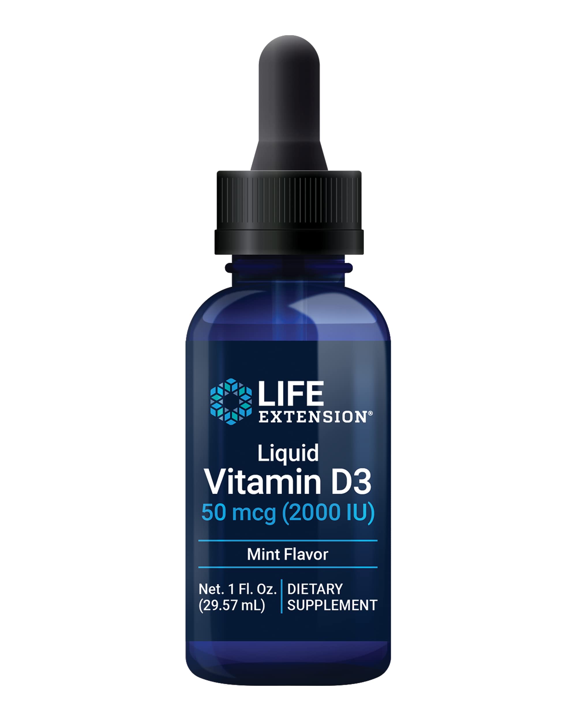 Life Extension Liquid Vitamin D3 (Mint) – Bone, Brain and Immune Support in Liquid Form – Non-GMO – Gluten-Free – 50 mcg (2000 IU)— 1 fl. oz (29.57 ml)