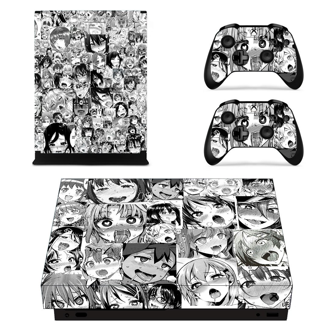 Vanknight XB One X Console Skin Wrap Decal Skin Vinyl Stickers for XB One X Console Controllers Anime Girl