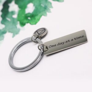 Meiligo Sobriety Keychain One Day at a Time Keychain Addiction Recovery Inspirational Jewelry Motivational Gifts (One Day at a time)