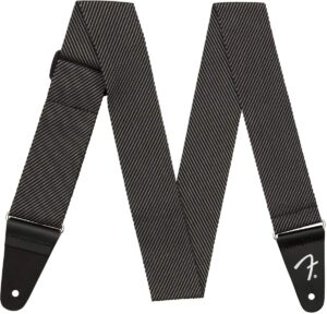 fender modern tweed guitar strap, 2in, gray/black