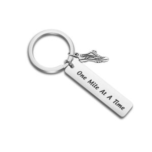 tgbje runners gift marathon jewelry one mile at a time keychain stainless steel keychain with running shoe (runner keychain)