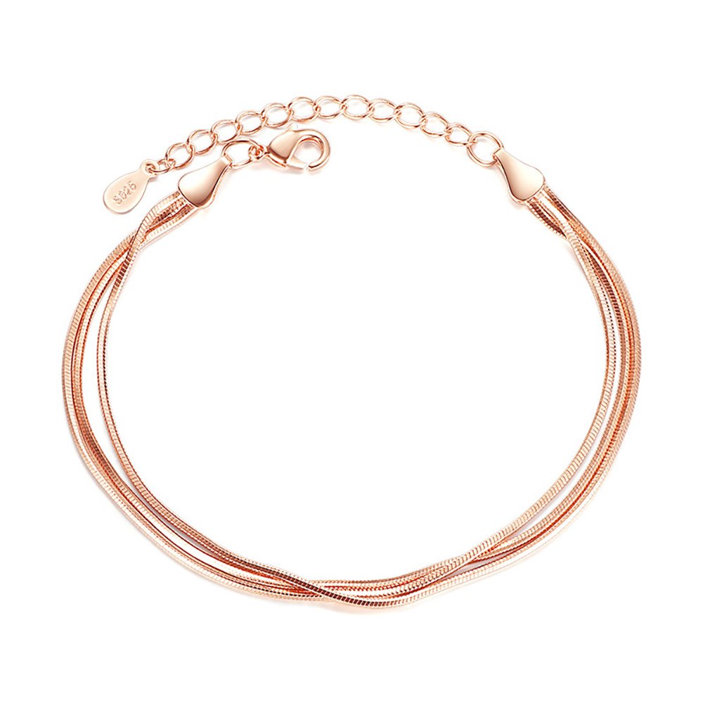 QIAN0813 Simple Rose gold Silver European Snake Chain Bracelets (rose gold)