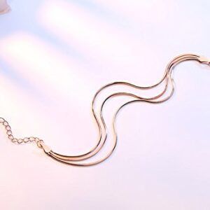 QIAN0813 Simple Rose gold Silver European Snake Chain Bracelets (rose gold)