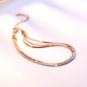 QIAN0813 Simple Rose gold Silver European Snake Chain Bracelets (rose gold)