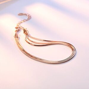 QIAN0813 Simple Rose gold Silver European Snake Chain Bracelets (rose gold)