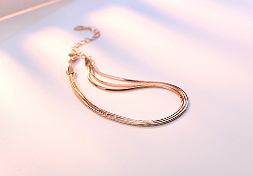 QIAN0813 Simple Rose gold Silver European Snake Chain Bracelets (rose gold)