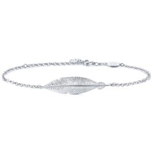 amoraime silver bracelet for women lucky simple feather bracelet love 925 sterling silver adjustable jewelry for women for festival, vacation or holiday