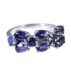 jewelryonclick real iolite sterling silver wedding ring for women cluster style size 5,6,7,8,9,10,11,12