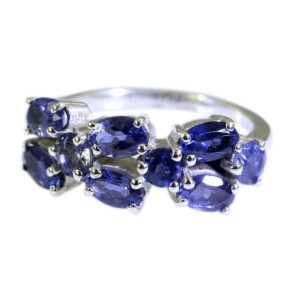 Jewelryonclick Real Iolite Sterling Silver Wedding Ring for Women Cluster Style Size 5,6,7,8,9,10,11,12