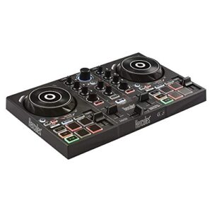 hercules djcontrol inpulse 200 – dj controller with usb, ideal for beginners learning to mix - 2 tracks with 8 pads and sound card - software and tutorials included