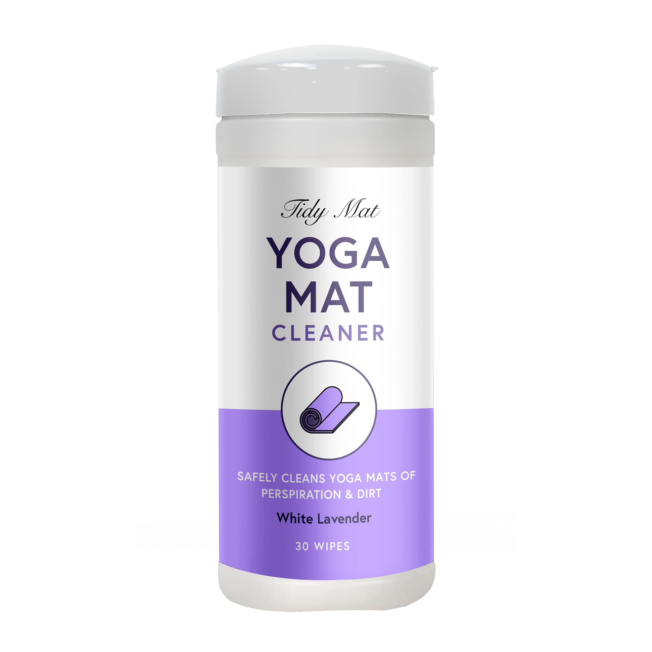 Tidy Mat Yoga Cleaner Wipes – White Lavender Scent, 30 Count