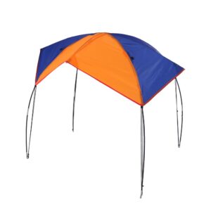 boat sun shade shelter, 2-4 persons quality lightweight folding inflatables boat awning top cover fishing tent with d-shape buckles for camping fishing (4 persons)