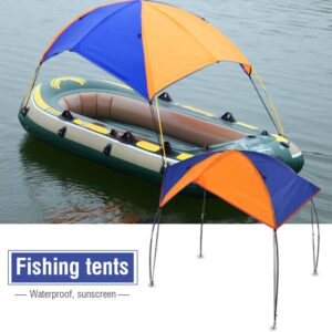 Boat Sun Shade Shelter, 2-4 Persons Quality Lightweight Folding Inflatables Boat Awning Top Cover Fishing Tent with D-Shape Buckles for Camping Fishing (4 Persons)