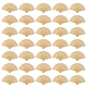 wobe 60 pack sandalwood fans- baby shower gifts & wedding favors, wooden openwork personal handheld folding fans for wedding party, home decorations birthday gift