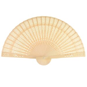 Wobe 60 Pack Sandalwood Fans- Baby Shower Gifts & Wedding Favors, Wooden Openwork Personal Handheld Folding Fans for Wedding Party, Home Decorations Birthday Gift