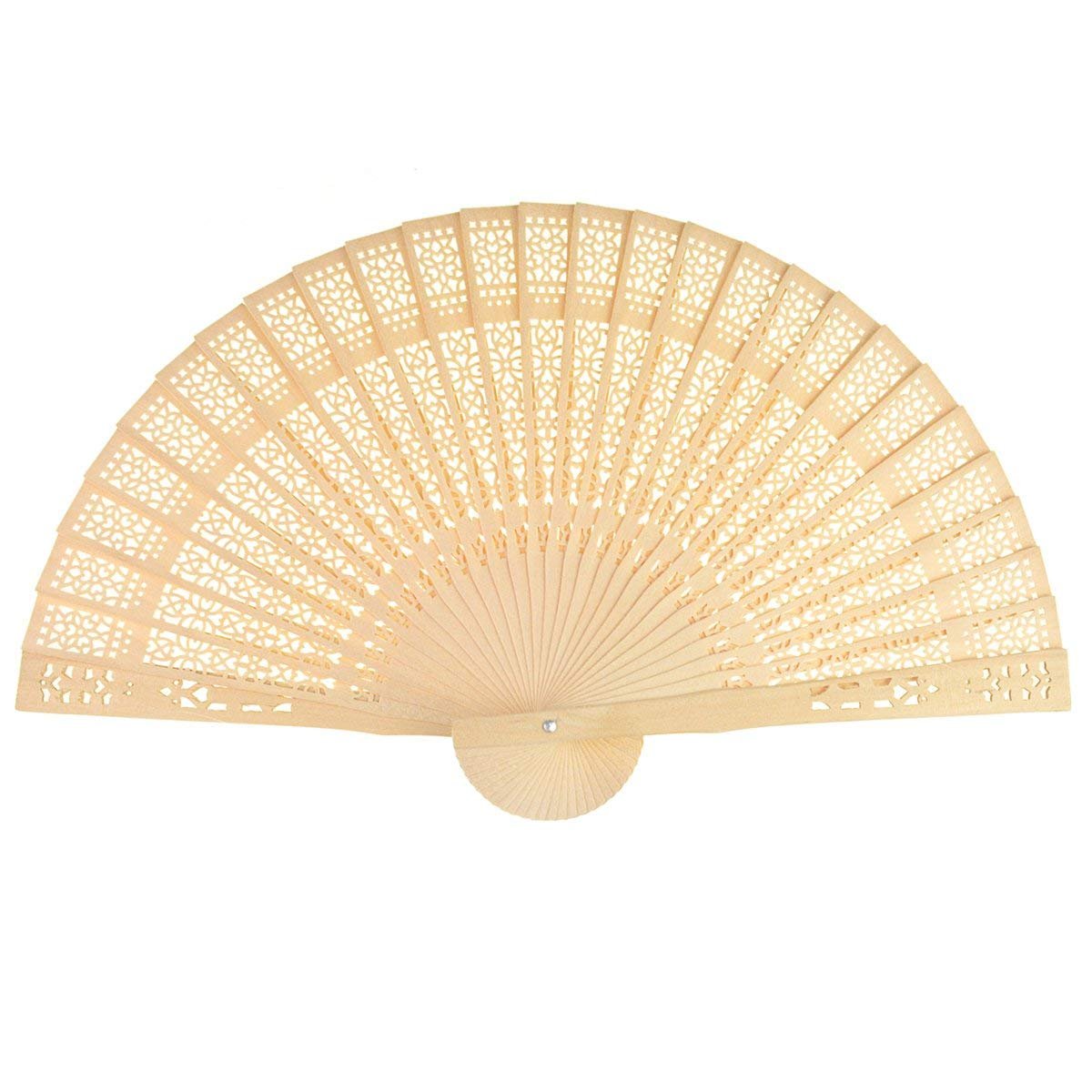 Wobe 60 Pack Sandalwood Fans- Baby Shower Gifts & Wedding Favors, Wooden Openwork Personal Handheld Folding Fans for Wedding Party, Home Decorations Birthday Gift