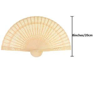 Wobe 60 Pack Sandalwood Fans- Baby Shower Gifts & Wedding Favors, Wooden Openwork Personal Handheld Folding Fans for Wedding Party, Home Decorations Birthday Gift