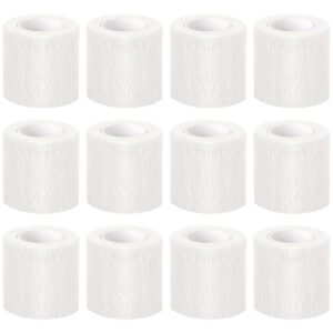 12 pieces self adhesive bandage wrap tape stretch self adherent cohesive toe tape for sports, wrist, ankle, 5 yards each (white, 2 inches)