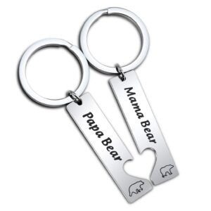 feelmem mama bear papa bear couple keychain matching set mother father jewelry dad mom birthday gift