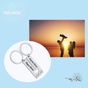 FEELMEM Mama Bear Papa Bear Couple Keychain Matching Set Mother Father Jewelry Dad Mom Birthday Gift