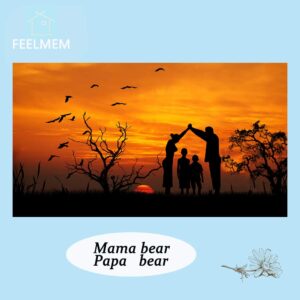 FEELMEM Mama Bear Papa Bear Couple Keychain Matching Set Mother Father Jewelry Dad Mom Birthday Gift