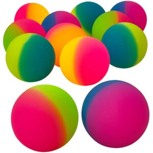 bedwina jumbo super bouncy balls - (pack of 12) 2.35 inch balls for kids in bright assorted multi colors for birthday party favors and carnival prizes in bulk