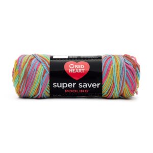 red heart super saver yarn, pooling - papaya