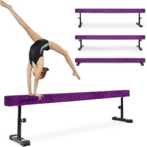 milliard patented adjustable balance beam, high and low (8 feet) floor beam suede gymnastics competition style training with legs