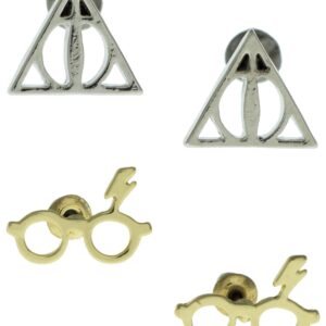 Harry Potter Earrings For Women 3 Pack Deathly Hallows, Lightning Scar, Harry Potter Wand