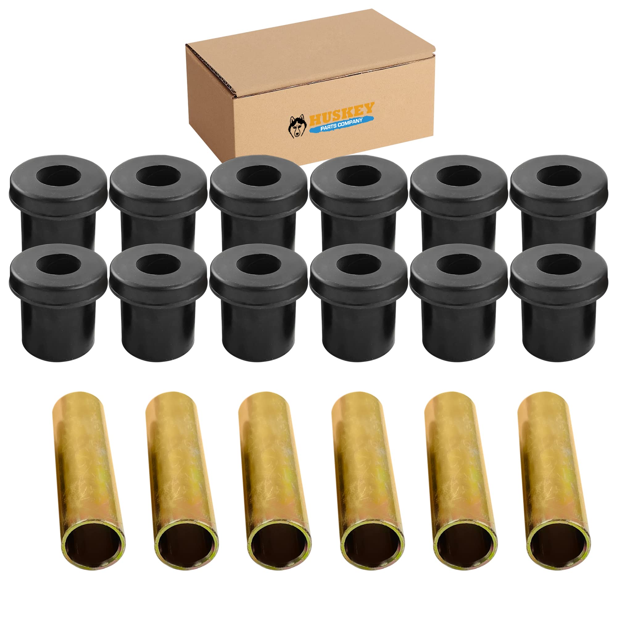 Huskey EZGO TXT Golf Cart Rear Leaf Spring Bushing Kit With 6X Sleeves and 12X Bushings Made of Long Lasting Rubber For 1996-Up. Replaces OEM Sleeve Part No#: 70289G02 and Bushing Part No#: 70291G0