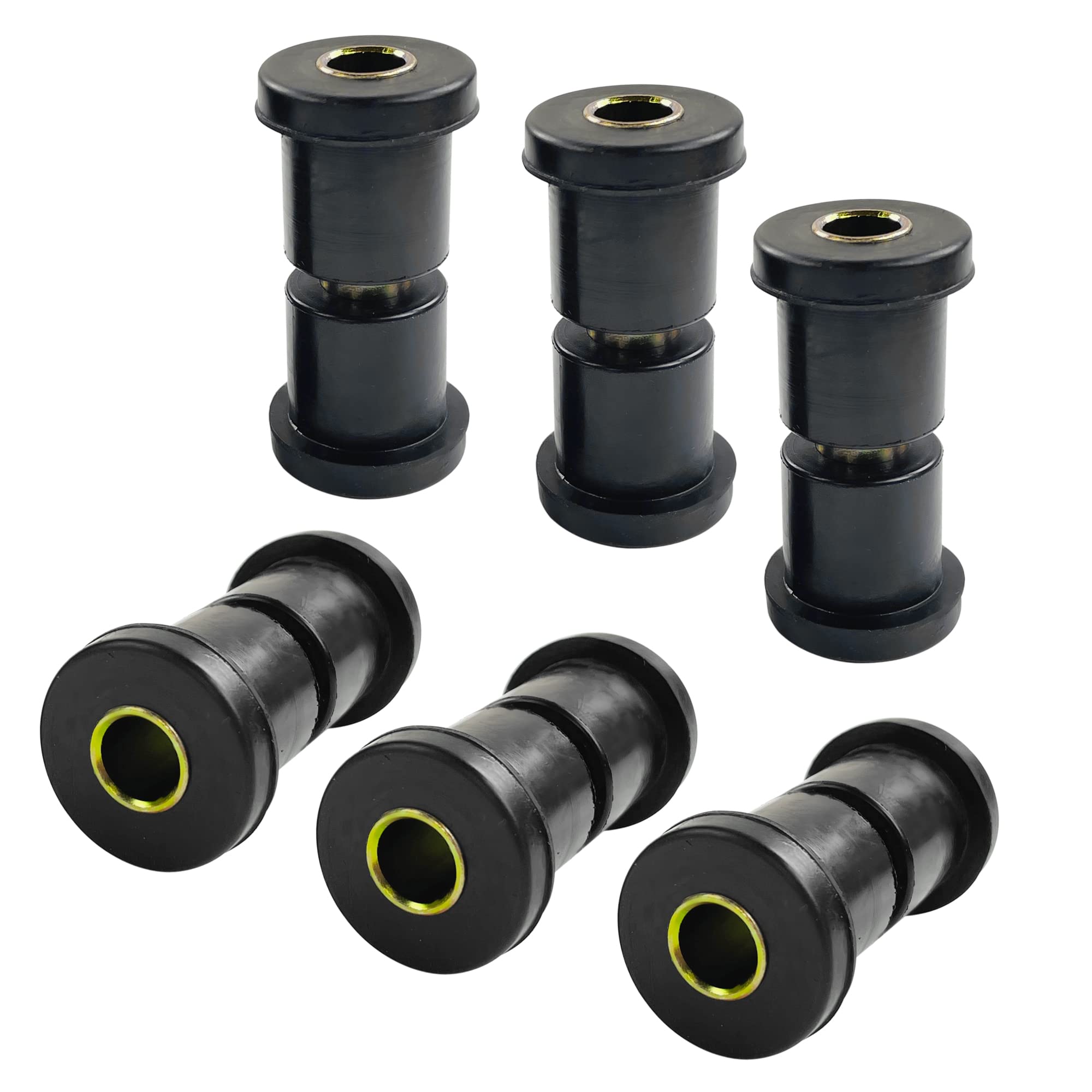 Huskey EZGO TXT Golf Cart Rear Leaf Spring Bushing Kit With 6X Sleeves and 12X Bushings Made of Long Lasting Rubber For 1996-Up. Replaces OEM Sleeve Part No#: 70289G02 and Bushing Part No#: 70291G0