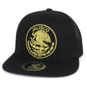 trendy apparel shop city of mexico eagle embroidered flatbill trucker mesh cap - jalisco black