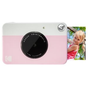 Kodak Printomatic Instant Camera Bundle (Pink) Zink Paper (20 Sheets) - Case - Photo Album - Hanging Frames.