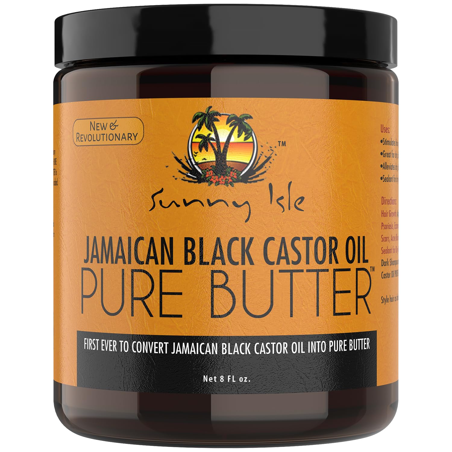 Sunny Isle Jamaican Black Castor Oil Pure Butter 8oz | Stimulates Hair Growth | Effective Moisturizer Hair & Skin | All Types & Textures