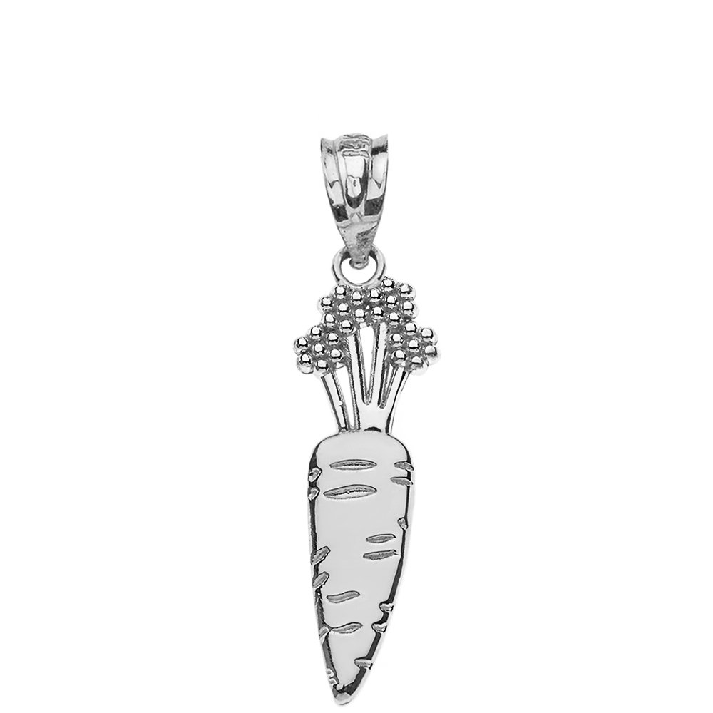 Fine 925 Sterling Silver Carrot Vegetable Charm Pendant