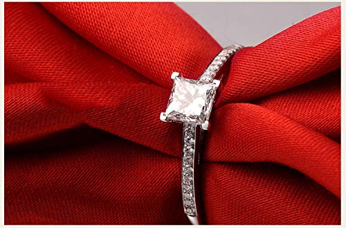 Uloveido 6mm Princess Cut Cubic Zirconia Thick Sterling Silver 925 Wedding Engagement Anniversary Ring for Women 2g Size 8 LJ078