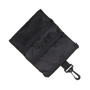 Tee Pouch, Black Multi-Pocket Zipper Ball Tee Handbag Portable Ball Accessories Pouch with Clip