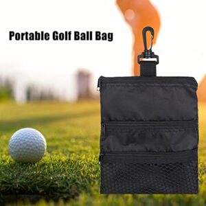 Tee Pouch, Black Multi-Pocket Zipper Ball Tee Handbag Portable Ball Accessories Pouch with Clip