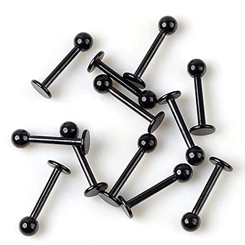 Briana Williams Tragus Earrings-10pcs 16G 316L Stainless Steel 3mm Ball Labret Lip Medusa Ring Cartilage Helix Earring Stud Barbell 8mm Bar Length Black Body Piercing Jewelry…