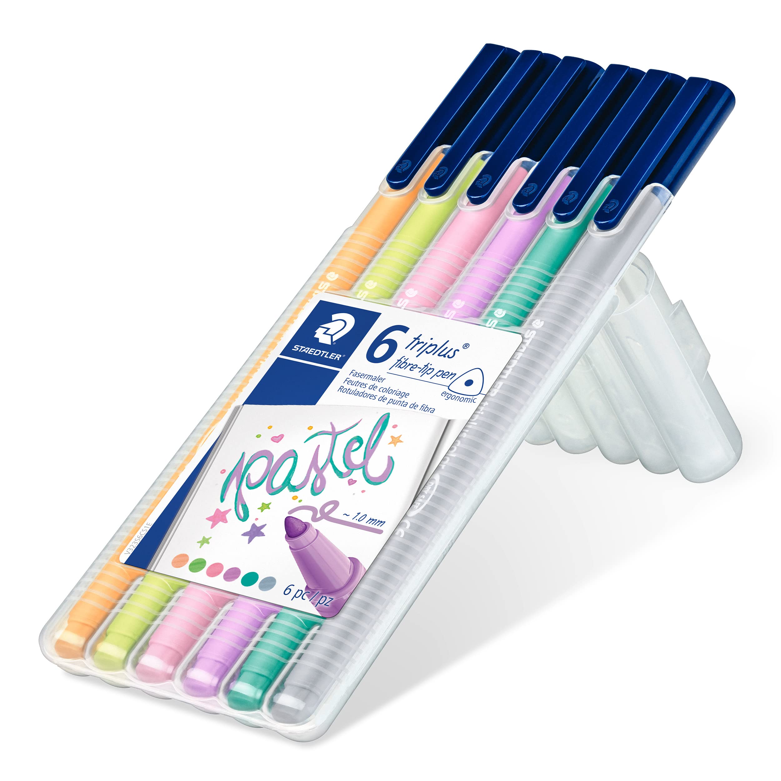 STAEDTLER 323 SB6CS1 1.0 mm Triplus Colour Fibre-Tip Pen, Pastel Colours, Pack of 6