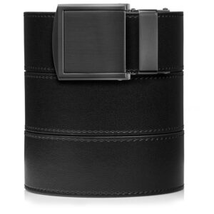 slidebelts wide 1.5" classic ratchet belt- black with gunmetal buckle (vegan)