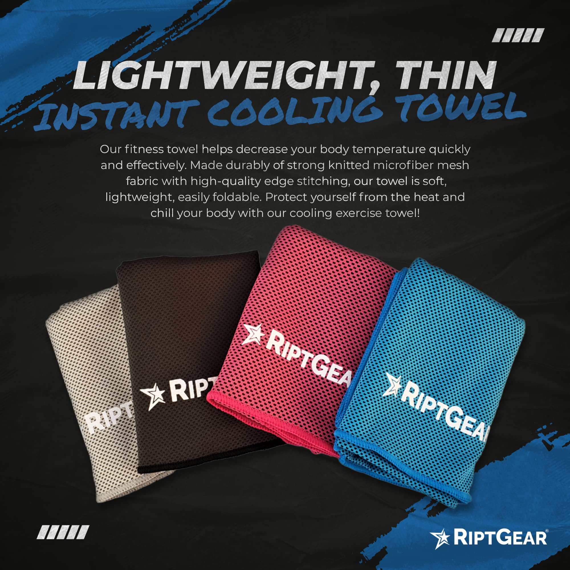 RiptGear Instant Cooling Towel - Great Workout Towel, Gym Towel and Sweat Towel - Ideal Cooling Towels for Fitness and Exercise, Gym, Yoga, Sports, Pilates, Travel, Running and Hiking (Pink)