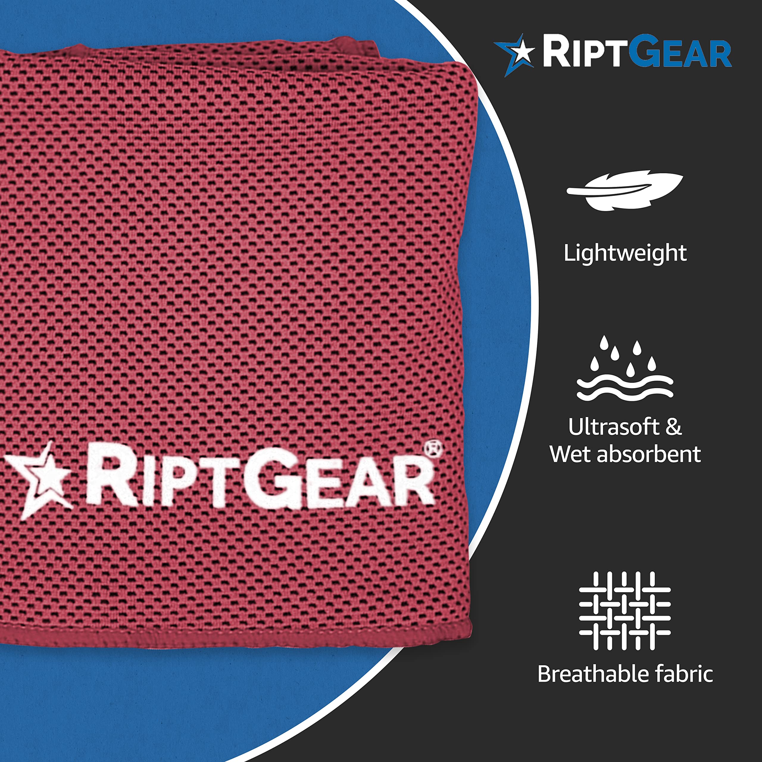 RiptGear Instant Cooling Towel - Great Workout Towel, Gym Towel and Sweat Towel - Ideal Cooling Towels for Fitness and Exercise, Gym, Yoga, Sports, Pilates, Travel, Running and Hiking (Pink)