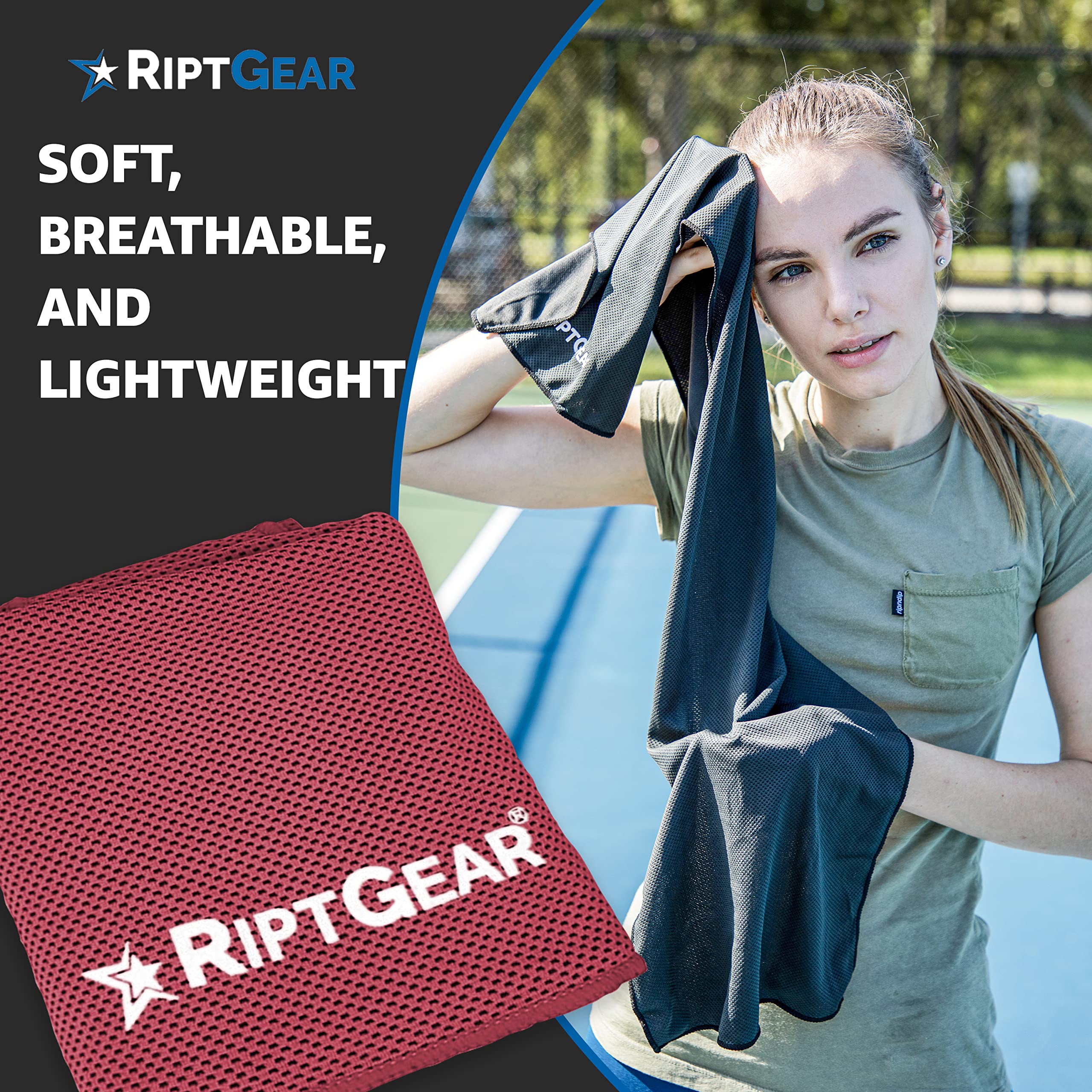 RiptGear Instant Cooling Towel - Great Workout Towel, Gym Towel and Sweat Towel - Ideal Cooling Towels for Fitness and Exercise, Gym, Yoga, Sports, Pilates, Travel, Running and Hiking (Pink)