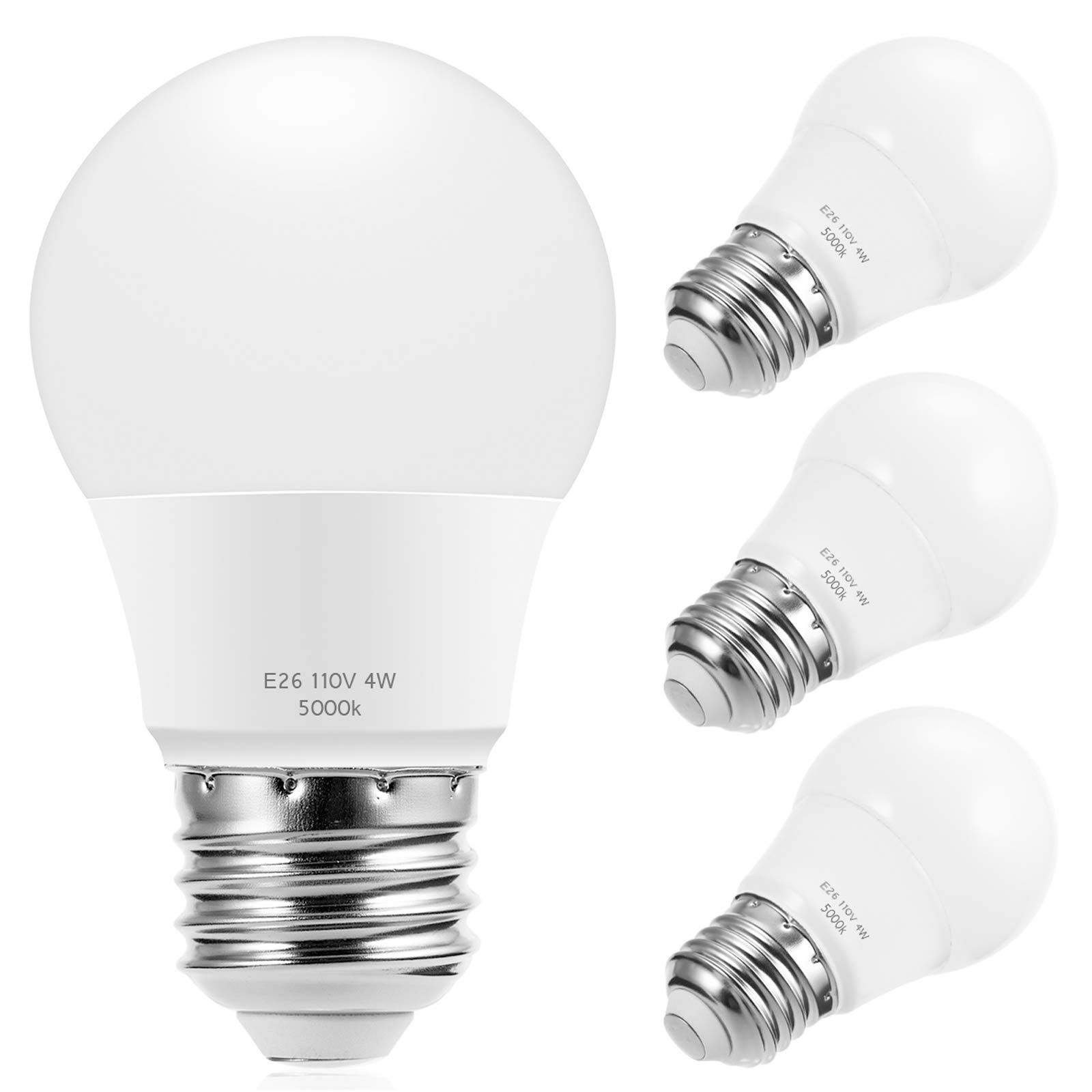 Briignite A15 LED Bulbs, Globe Light Bulbs 25 Watts Equivalent(4W LED), Daylight 5000K LED Bulb, E26 Medium Screw Base 320LM A15 Shape Decorative Edison Home Lighting Non-Dimmable (Pack of 4)