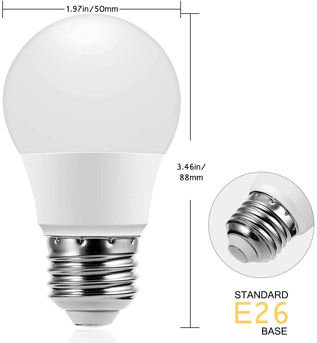 Briignite A15 LED Bulbs, Globe Light Bulbs 25 Watts Equivalent(4W LED), Daylight 5000K LED Bulb, E26 Medium Screw Base 320LM A15 Shape Decorative Edison Home Lighting Non-Dimmable (Pack of 4)