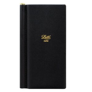 letts legacy slim pocket ruled black notebook with gold pen