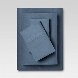 threshold flannel sheet set solid blue ionic sky twin 100% cotton